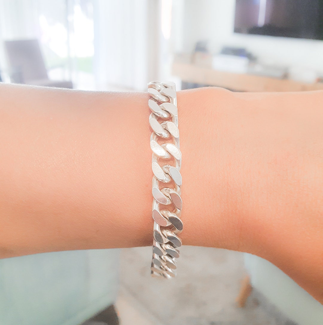 Chain Link Bracelet Sterling Silver 925, Silver Wide Chain Bracelet ...
