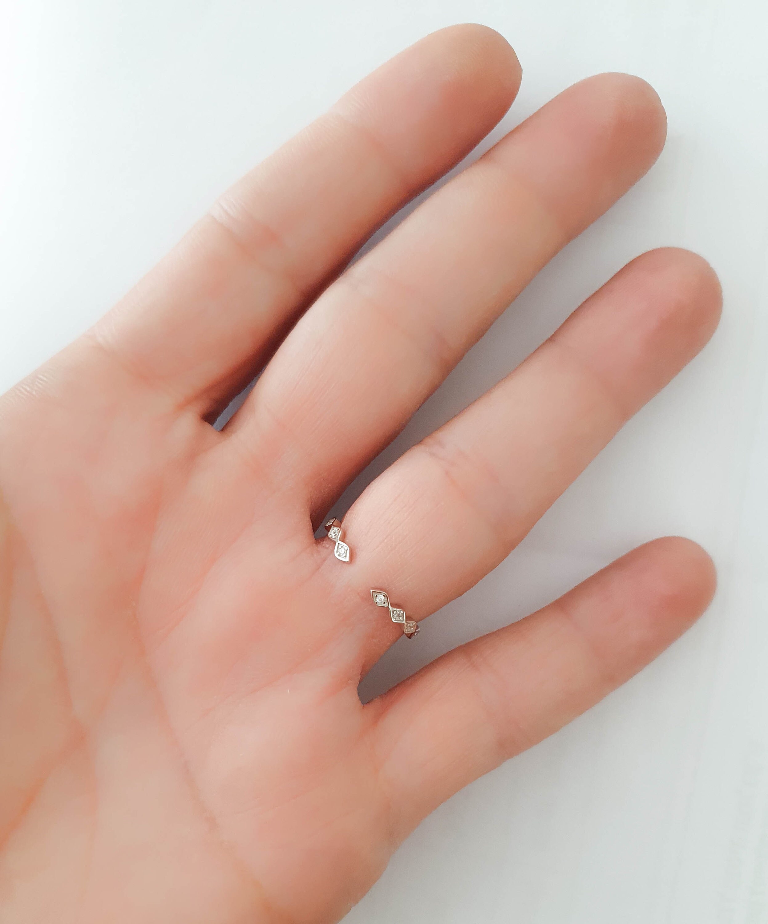 Silver Cuff Diamond Ring-rhinestone Ring-open Cuff Ring-tiny | Etsy