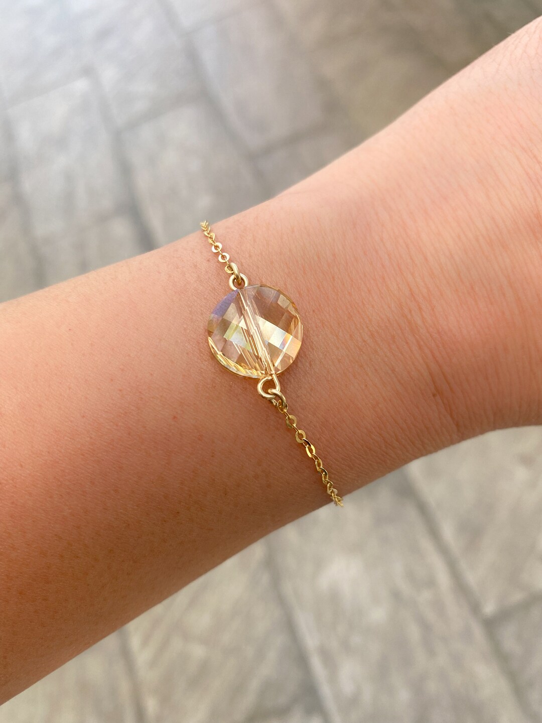 Twist Coin Bead Bracelet-14mm Golden Twist Bead Bracelet-twist Faceted ...