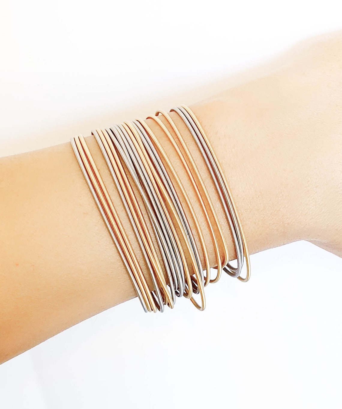 Gold Silver Guitar String Bracelets Set of Spring | Etsy