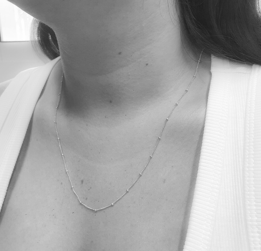 925 Sterling Silver Satellite Ball Chain Necklace, Dew Drop Silver ...