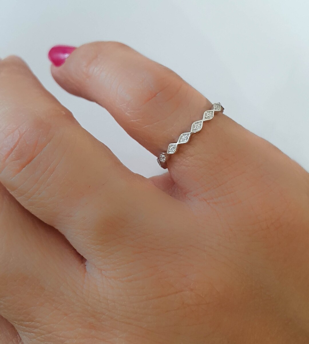 Silver Cuff Diamond Ring-rhinestone Ring-open Cuff Ring-tiny Rhombus ...