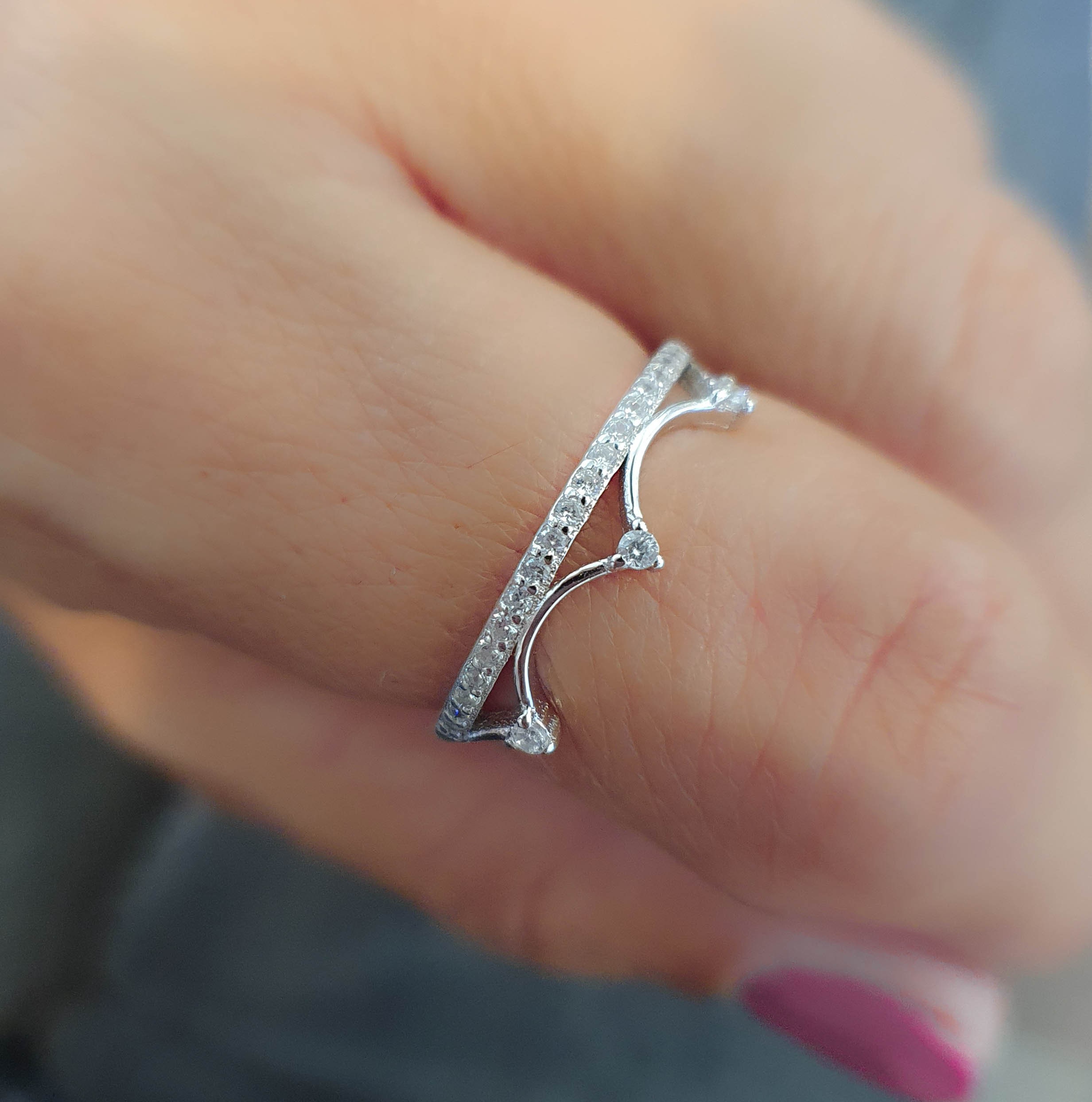 Silver Crown Ring Diamonds Crown Ring Sterling Silver | Etsy