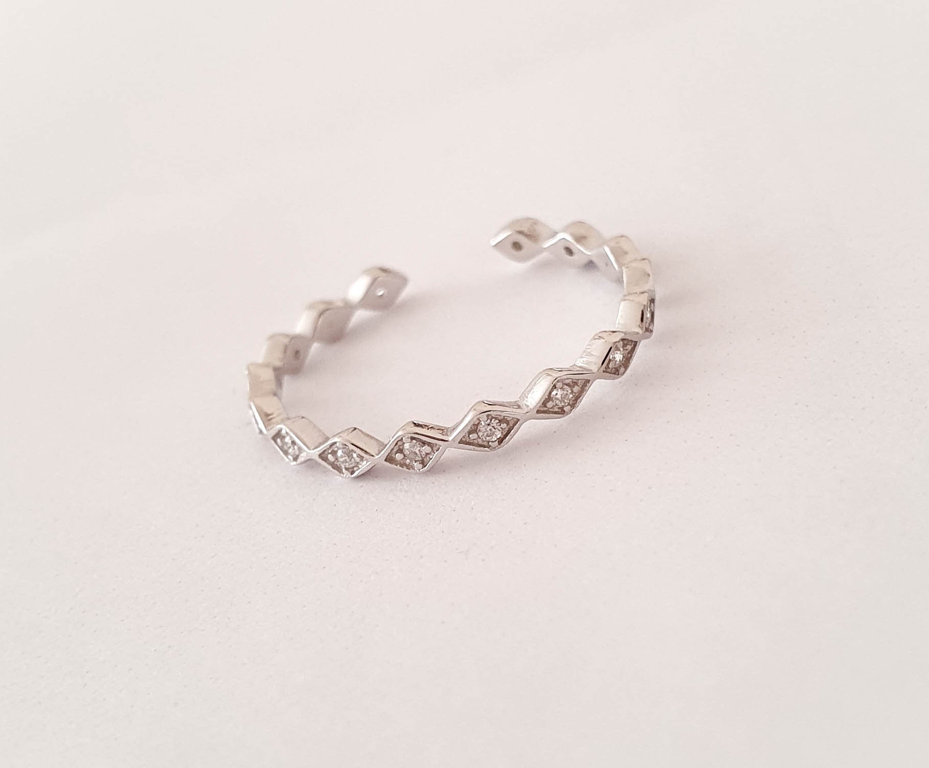 Silver Cuff Diamond Ring-rhinestone Ring-open Cuff Ring-tiny | Etsy