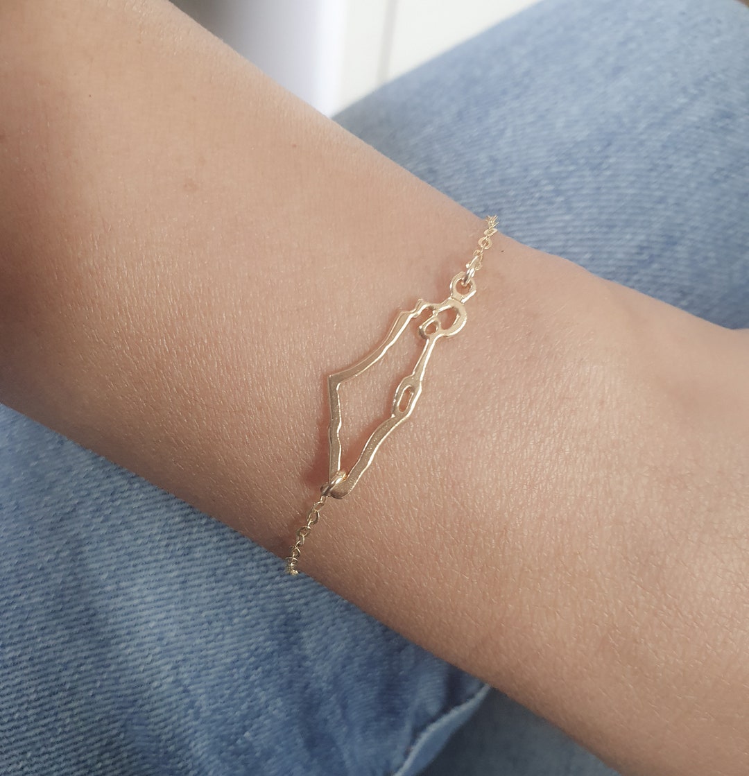 Israel Map Bracelet, Israel Map Gold Silver Bracelet, Holy Land ...