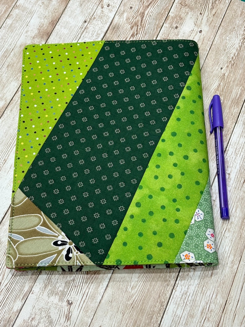 Quilted Fabric Composition Book Cover: Green Patchwork Notebook - Etsy