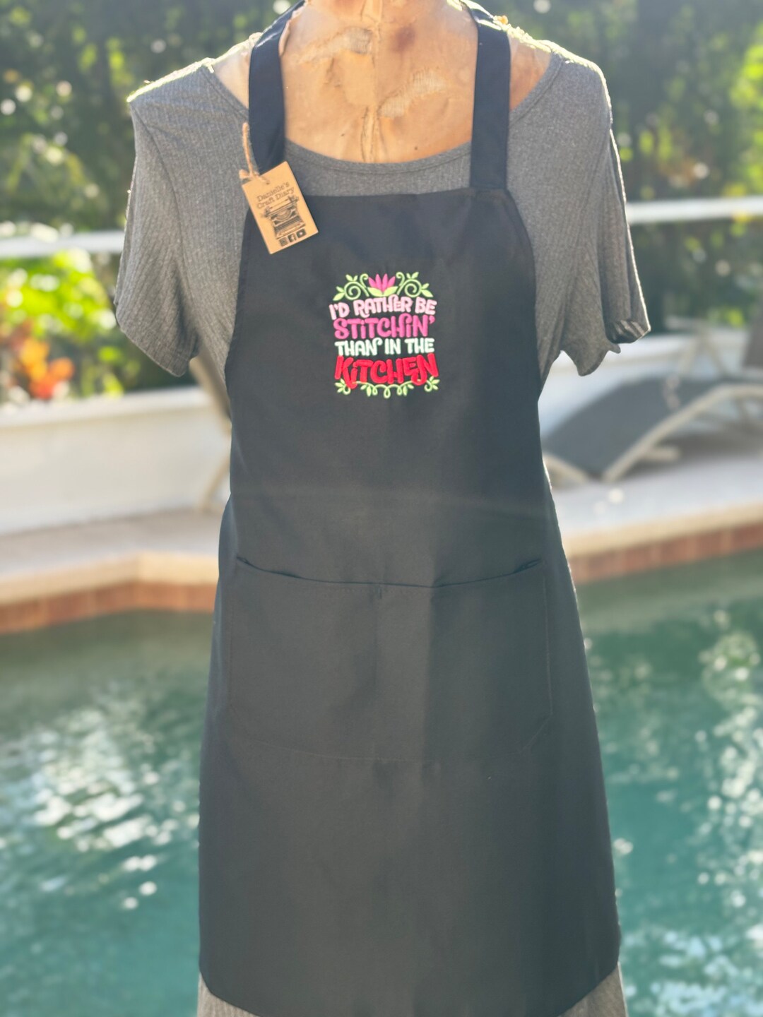 Embroidered Apron | Kitchen Apron | Craft Apron | Rather Be Stitching ...