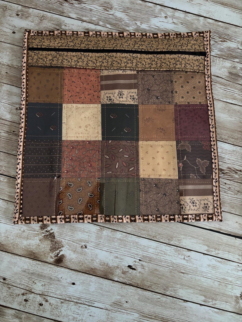 Civil War Reproduction Patchwork Fabric Project Bag Vinyl Front | Cross Stitch Bag | Yarn Bag ...