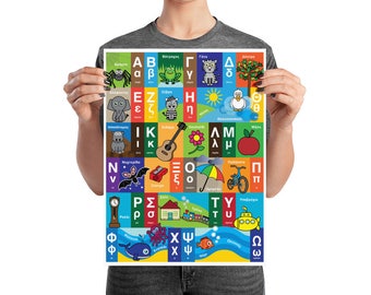 Greek Alphabet ABC & Numbers Posters Greek Alphabet Children's Print ...