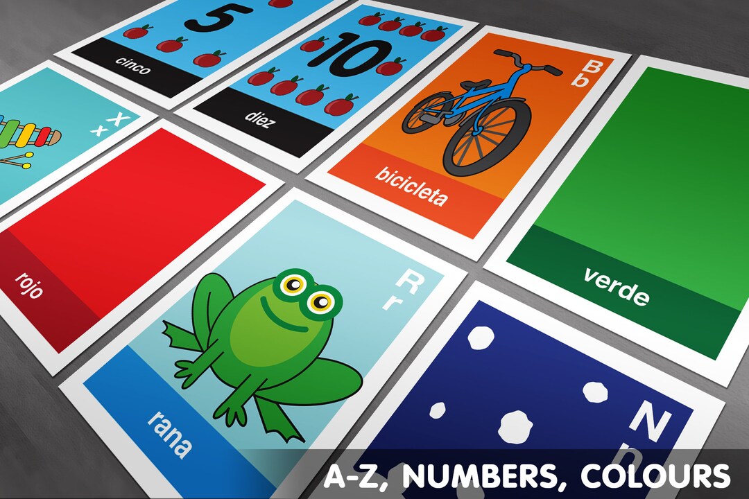 SPANISH Flash Cards, Instant Download - Etsy