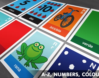 Spanish Flashcards to Learn Numbers 9 to 0 for Kids Print - Etsy