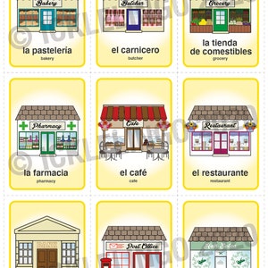 SPANISH Flash Cards, Around Town, Instant Download - Etsy