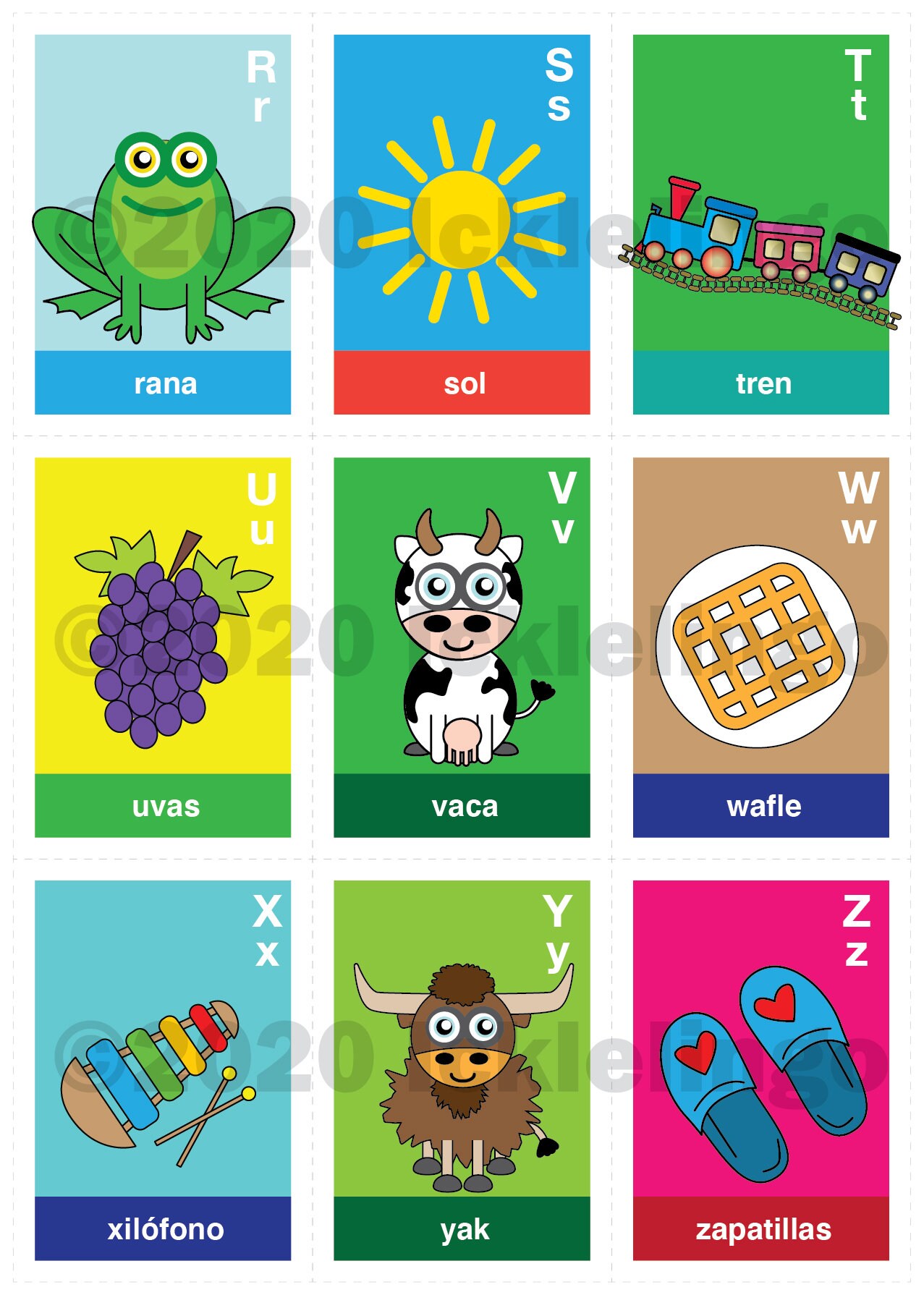 SPANISH Flash Cards, Instant Download - Etsy