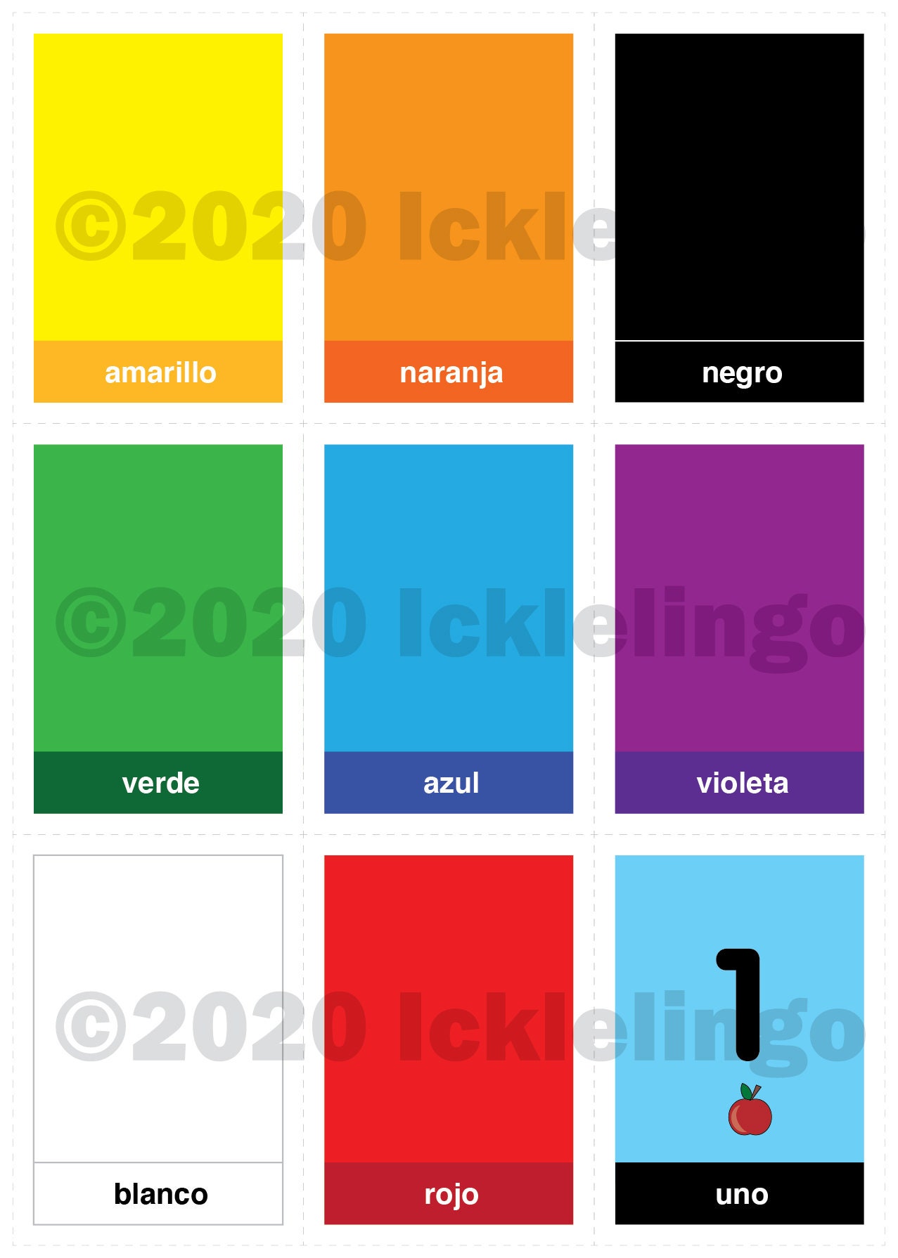 SPANISH Flash Cards, Instant Download - Etsy