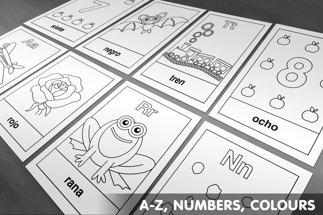 SPANISH Flash Cards, Colour In, Instant Download - Etsy