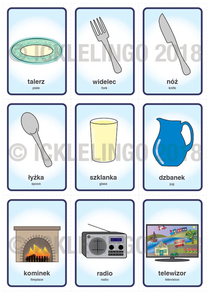 POLISH Flash Cards, Household, Instant Download - Etsy