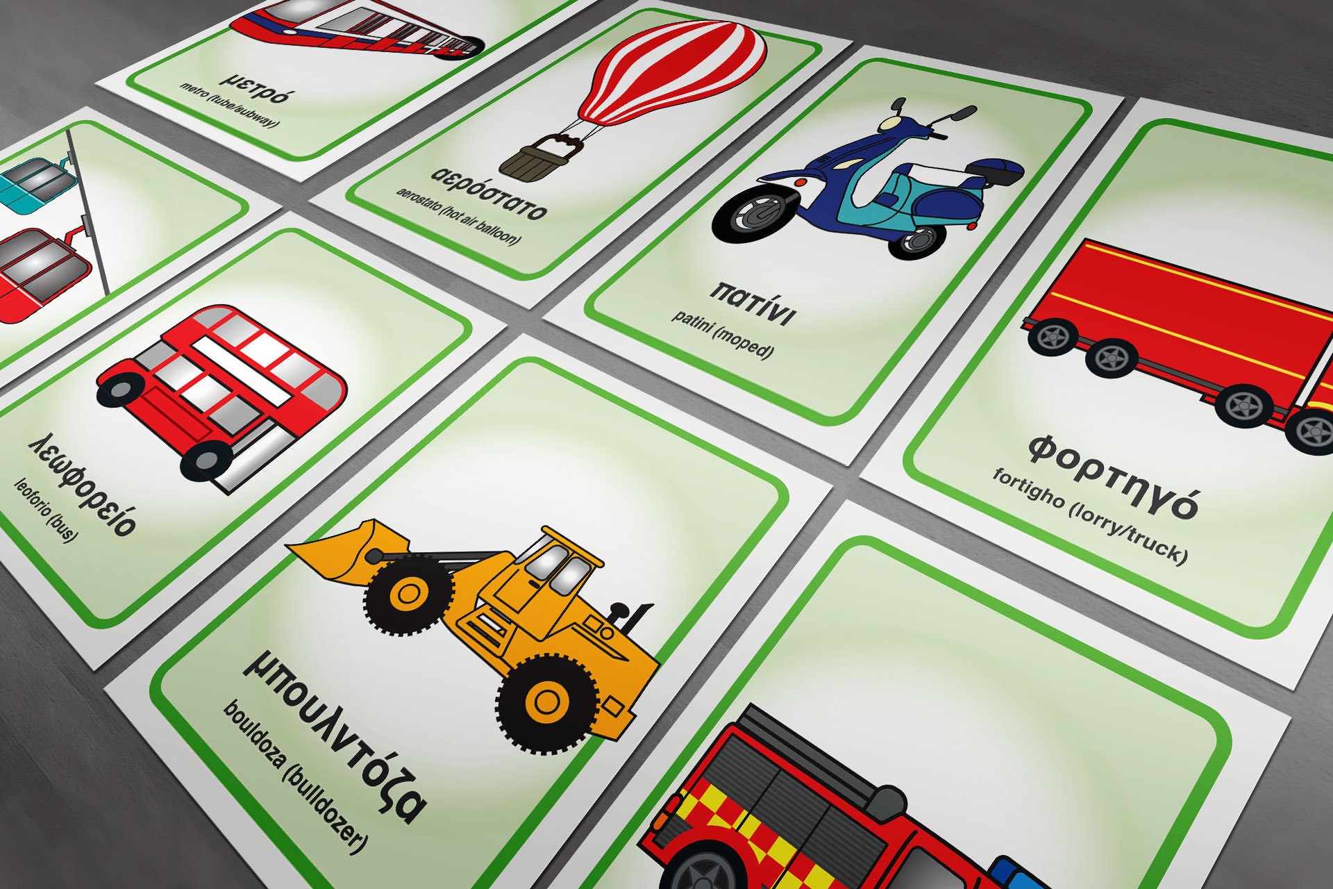 GREEK Flash Cards, Transport, Instant Download - Etsy