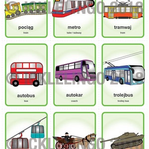 POLISH Flash Cards, Transport, Instant Download - Etsy UK