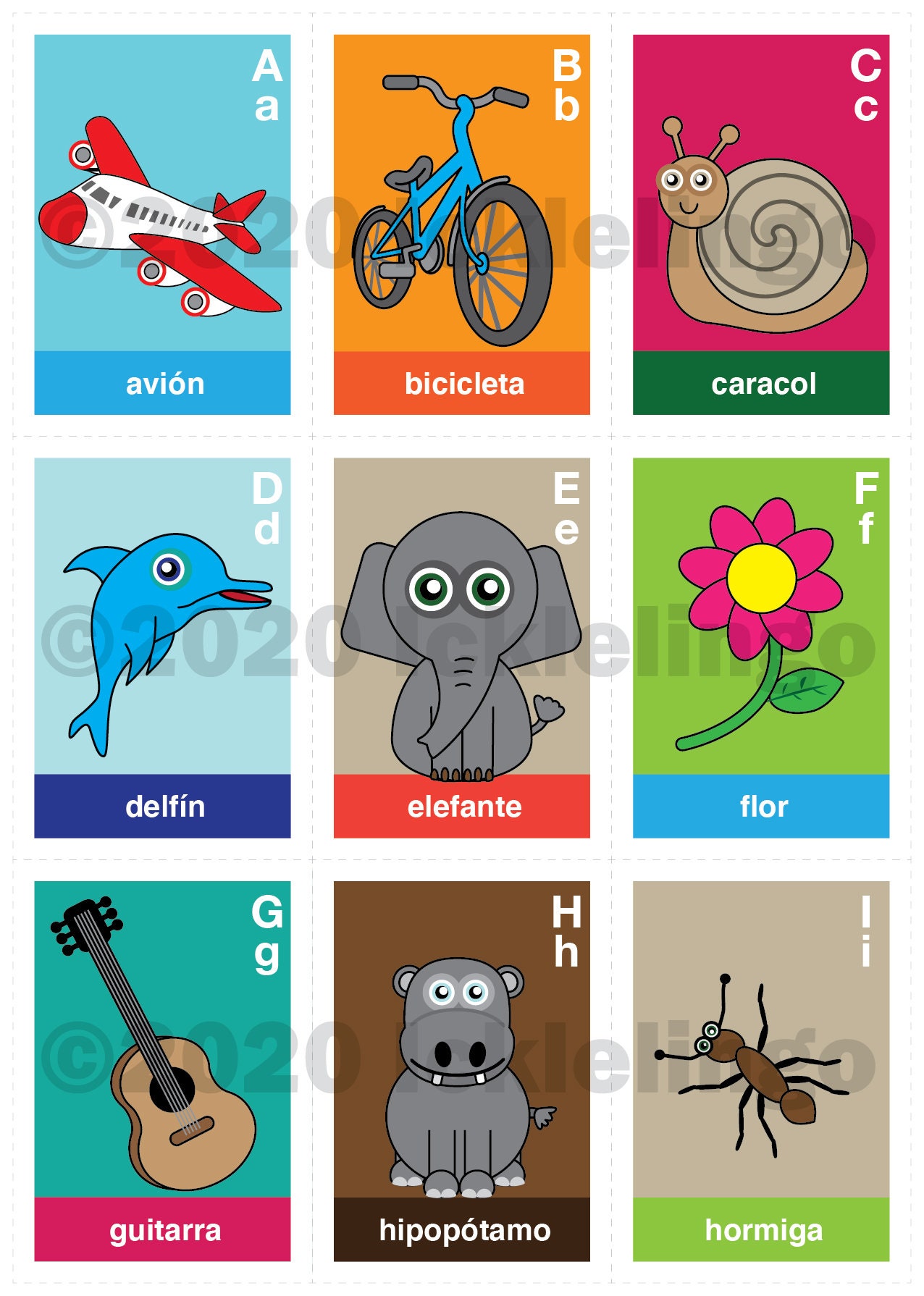 SPANISH Flash Cards, Instant Download - Etsy