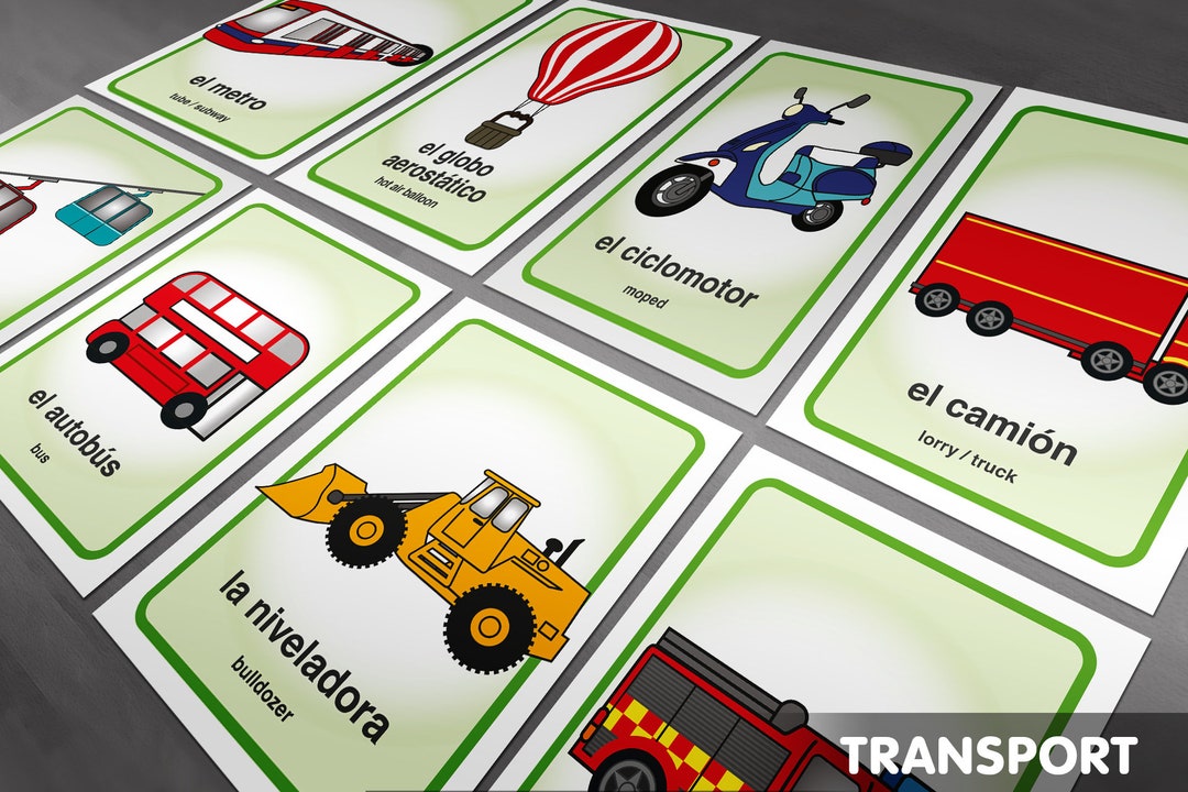 SPANISH Flash Cards Transport Instant Download - Etsy