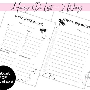 PRINTABLE Honey Do List Instant PDF Download Checklist - Etsy