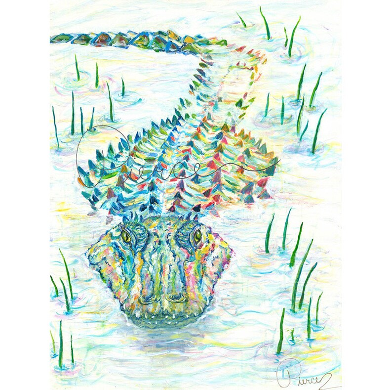 Alligator Print Alligator Art Southern Decor Animal Art - Etsy