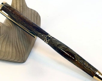 Zebra Wood Pen in Gold Setting Handcrafted - Etsy