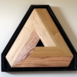 Optical Illusion Art, 3D Overlapping Triangle Wood Wall Art - Etsy