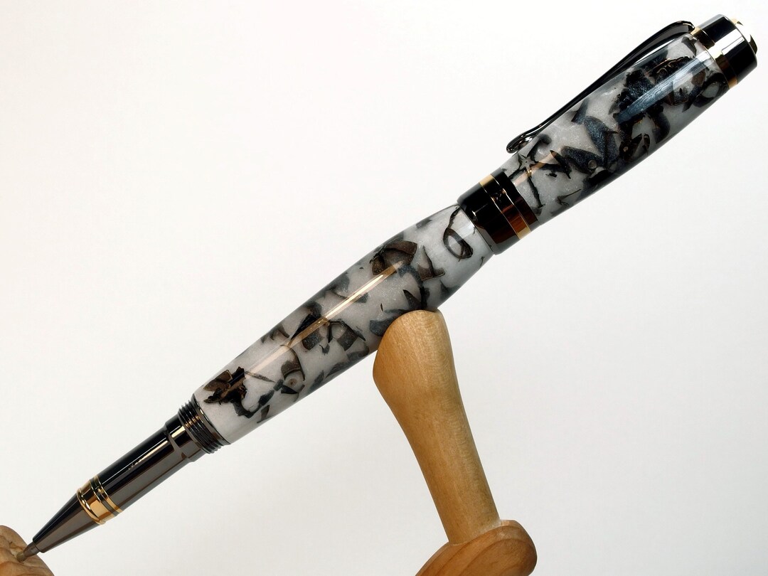 Crepe Myrtle Pen in White With Gold and Gun Metal Setting - Etsy