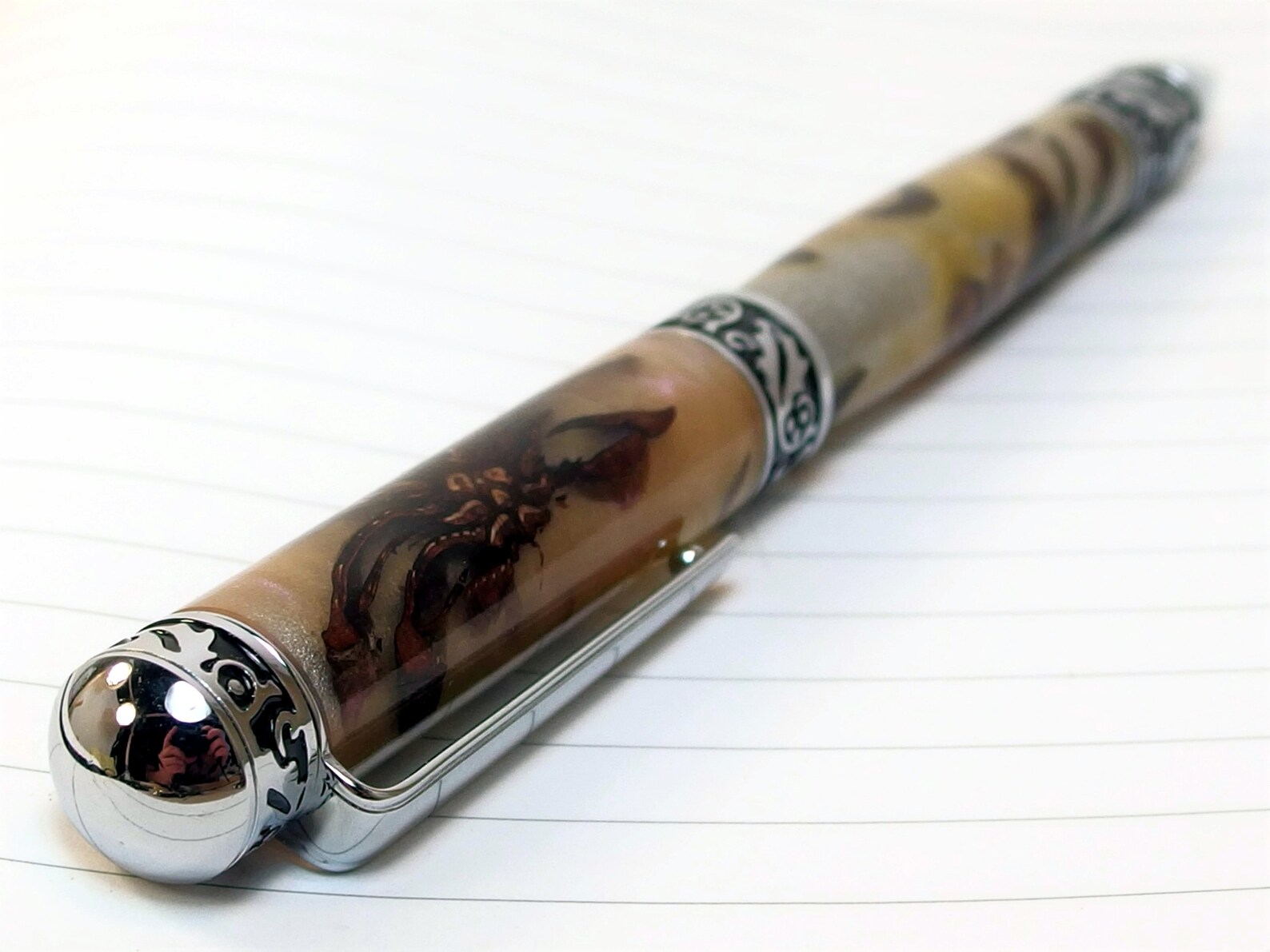 Pine Cone Pen Cast in Acrylic in Chrome Arbor Setting - Etsy