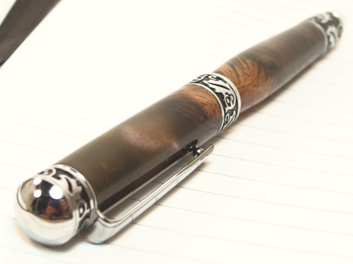 Pine burl pen cast in acrylic in chrome arbor setting | Etsy