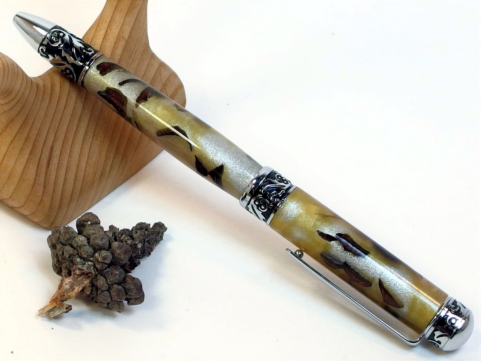 Pine Cone Pen Cast in Acrylic in Chrome Arbor Setting - Etsy