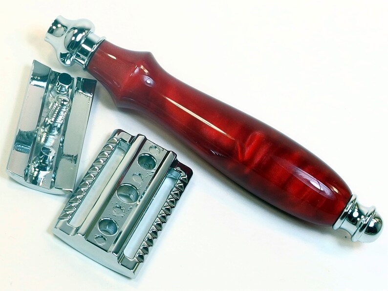 Double Edge Razor Ergonomic Handle in Candy Apple Red Acrylic - Etsy