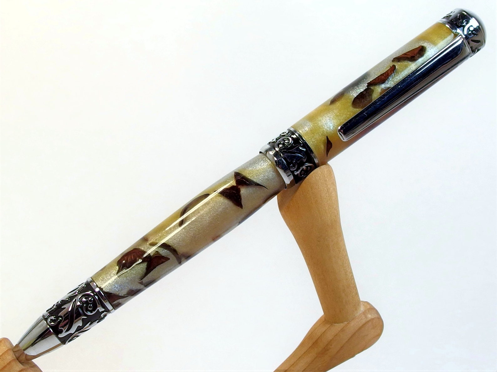 Pine Cone Pen Cast in Acrylic in Chrome Arbor Setting - Etsy