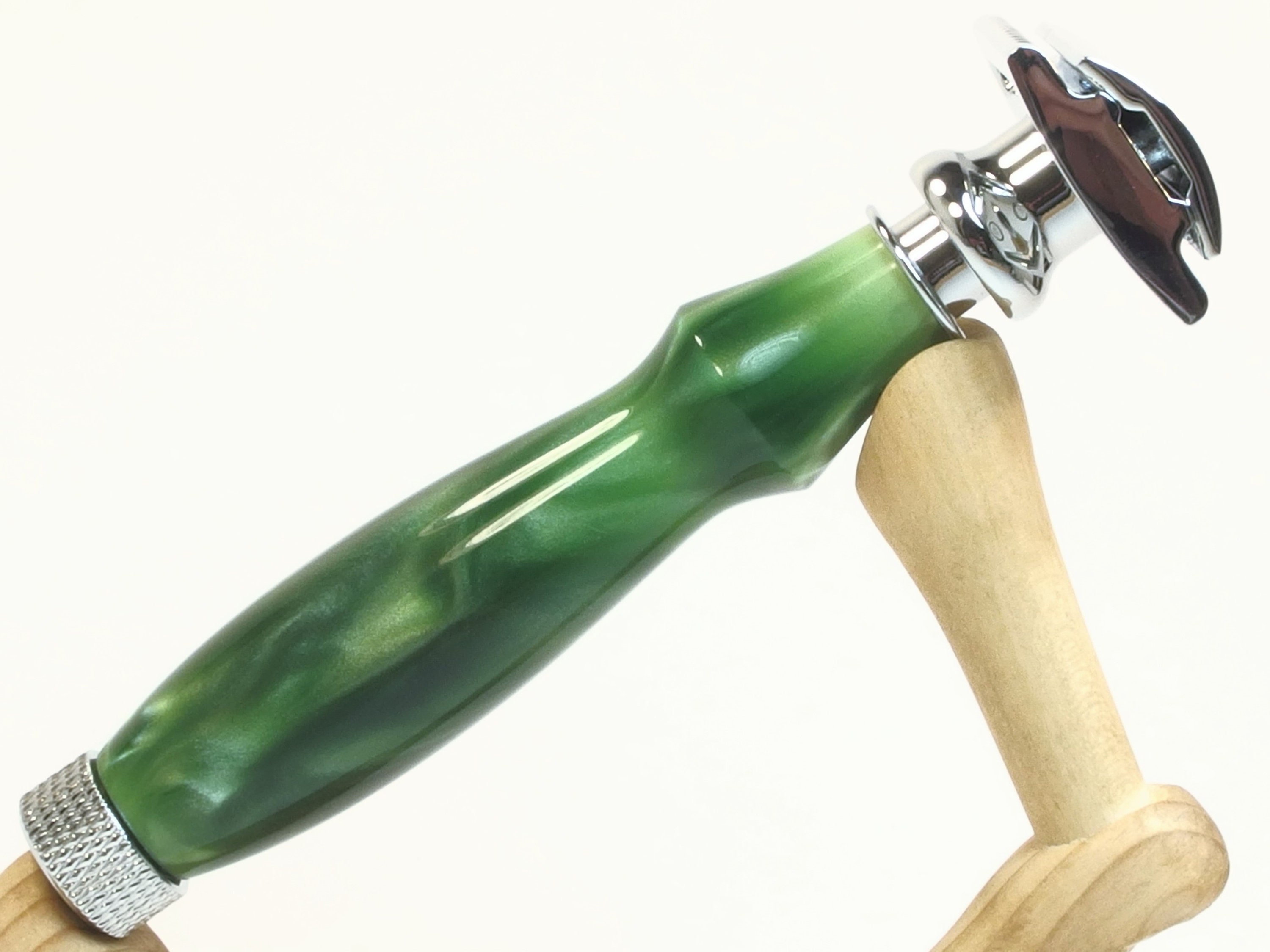 Ergonomic double edge safety razor handle in swirling green | Etsy