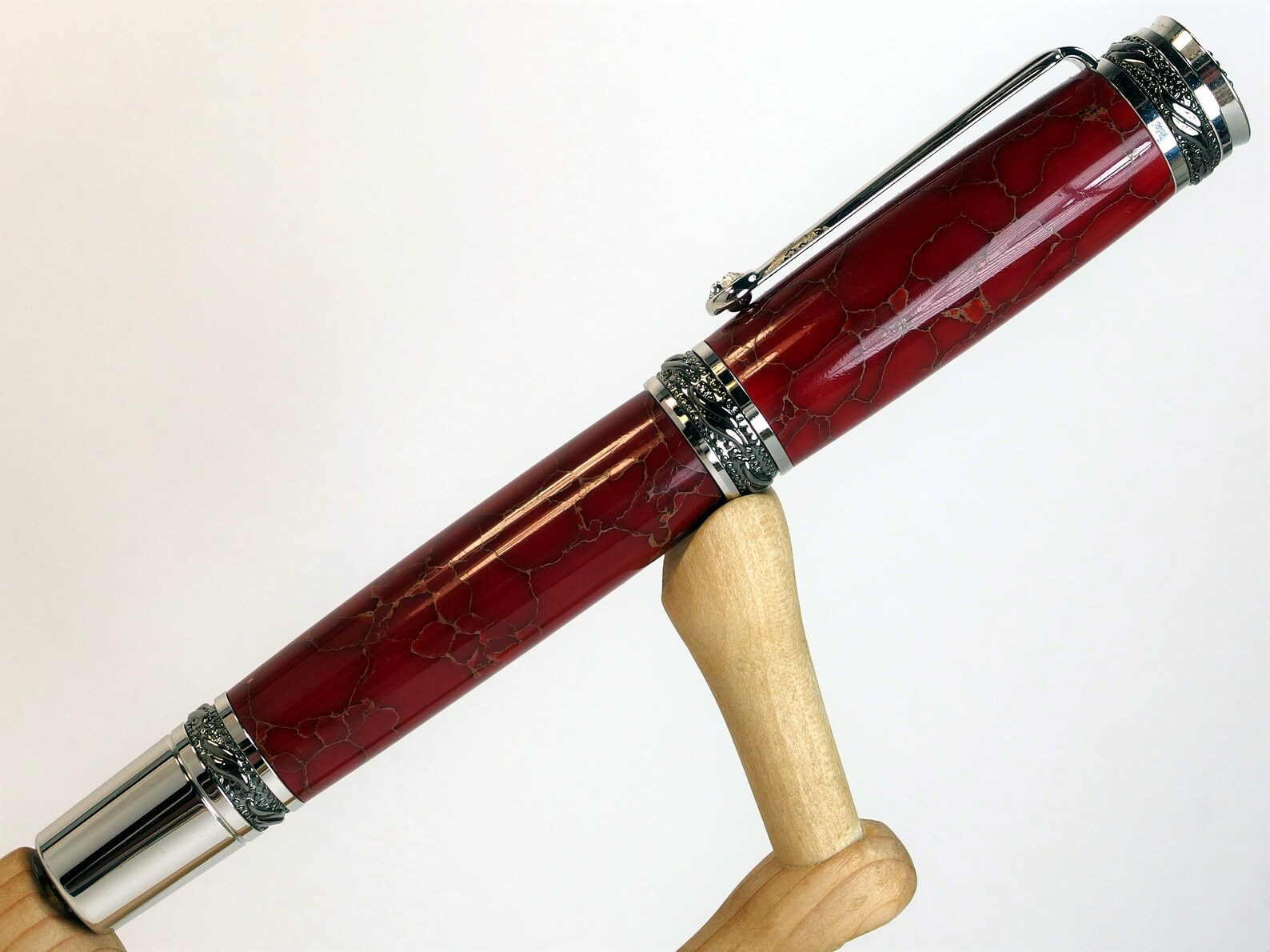 Marbled Red Pen With Gold in Black Titanium and Rhodium - Etsy