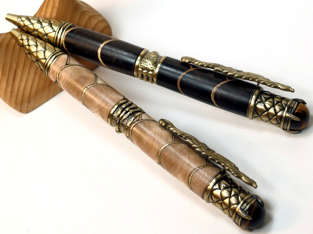 Dragon Pen Set, Couple's Gift His and Hers Pens in Antique Brass Dragon ...