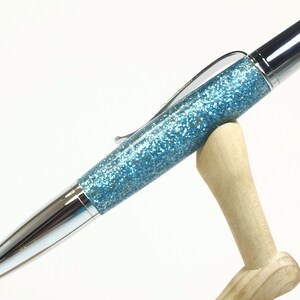 Blue glitter pen in chrome setting | Etsy