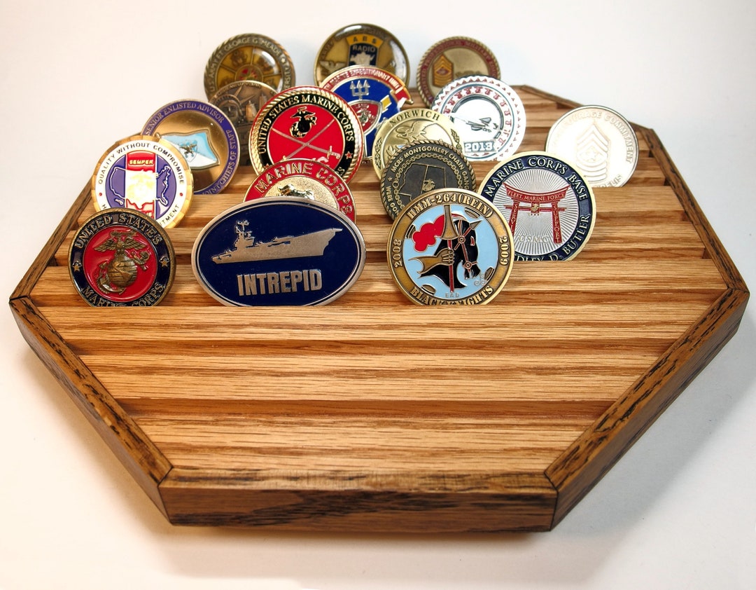 Military Challenge Coin Rack in Red Oak Holds up to About 40 Coins - Etsy