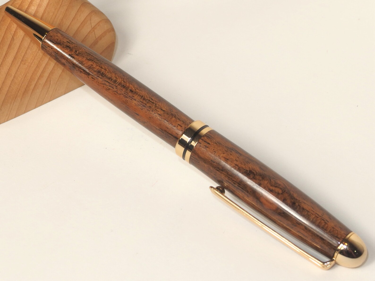 Zebra Wood Pen in Gold Setting, Handcrafted - Etsy