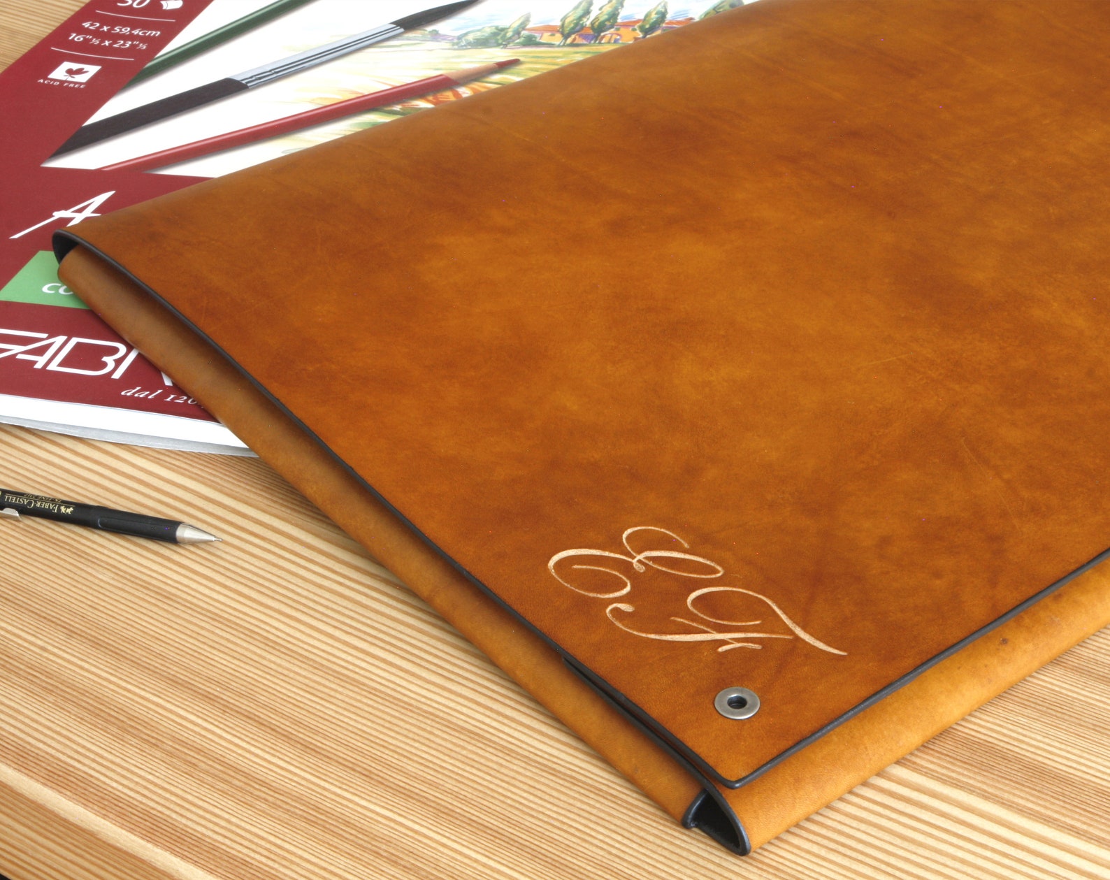 Italian Leather Portfolio for Sketches, Artist Drawing Folder, Case for ...