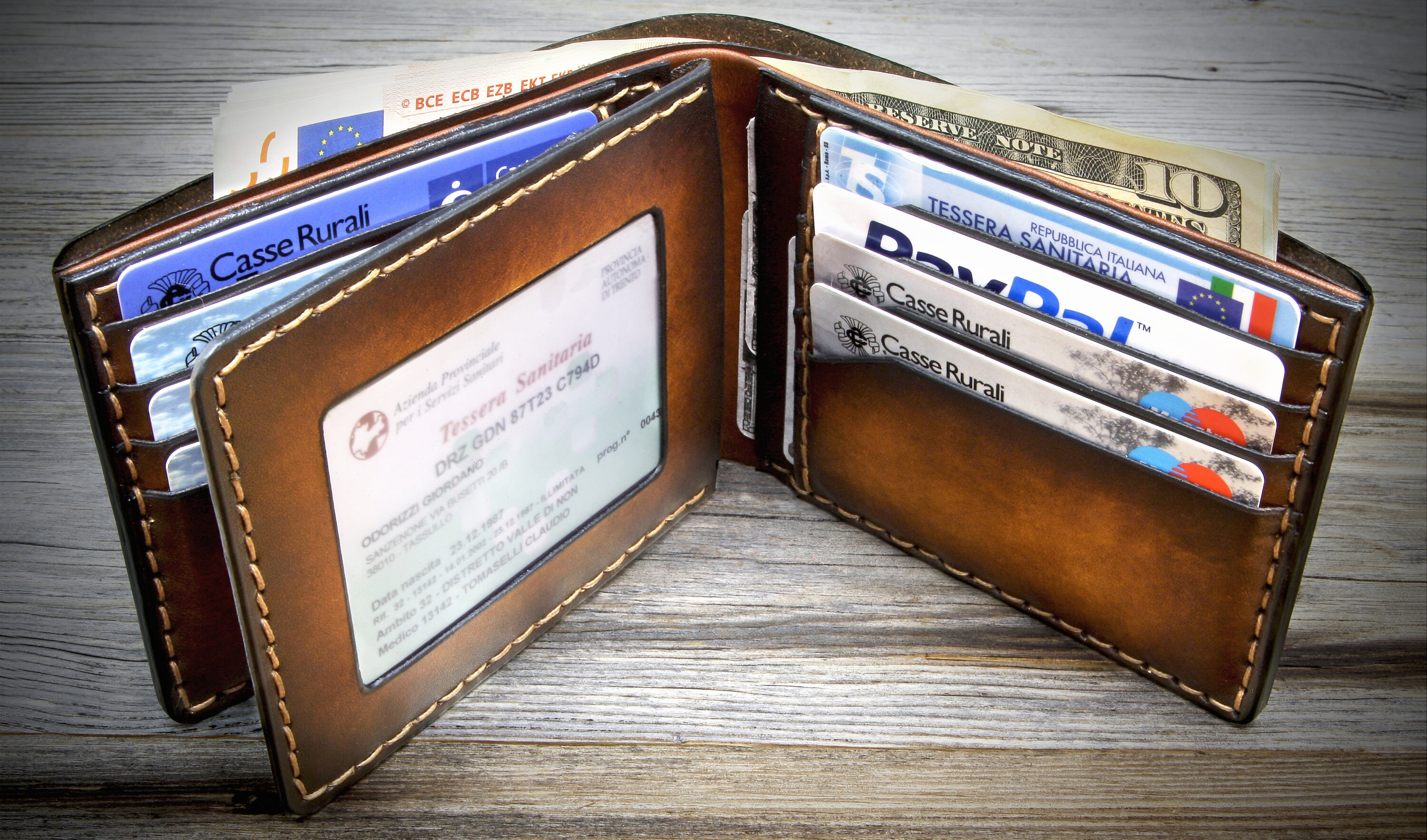 Mens leather ID wallet slim wallet men mens wallet leather | Etsy