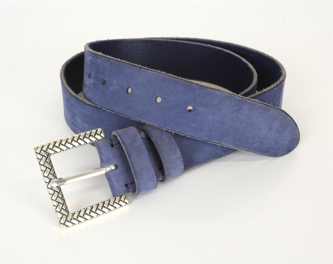 Blue Aged Leather Belt(4cm), Mens Leather Belt, Womens Leather Belt ...