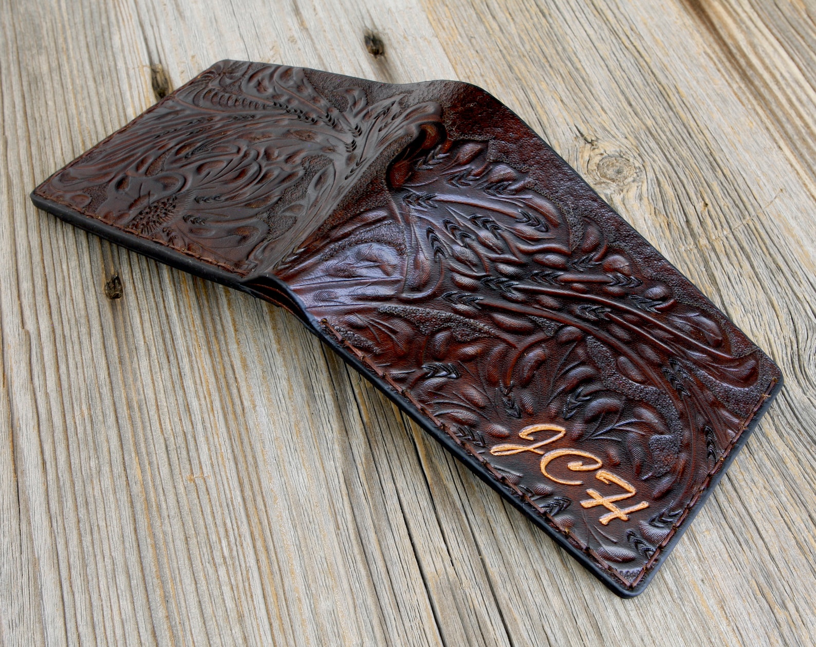 Handtooled Leather Wallet for Men Unique Mens Leather Wallet | Etsy