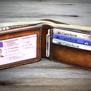 Double ID Window Pocket Full-grain Leather Wallet for Men, Personalized ...