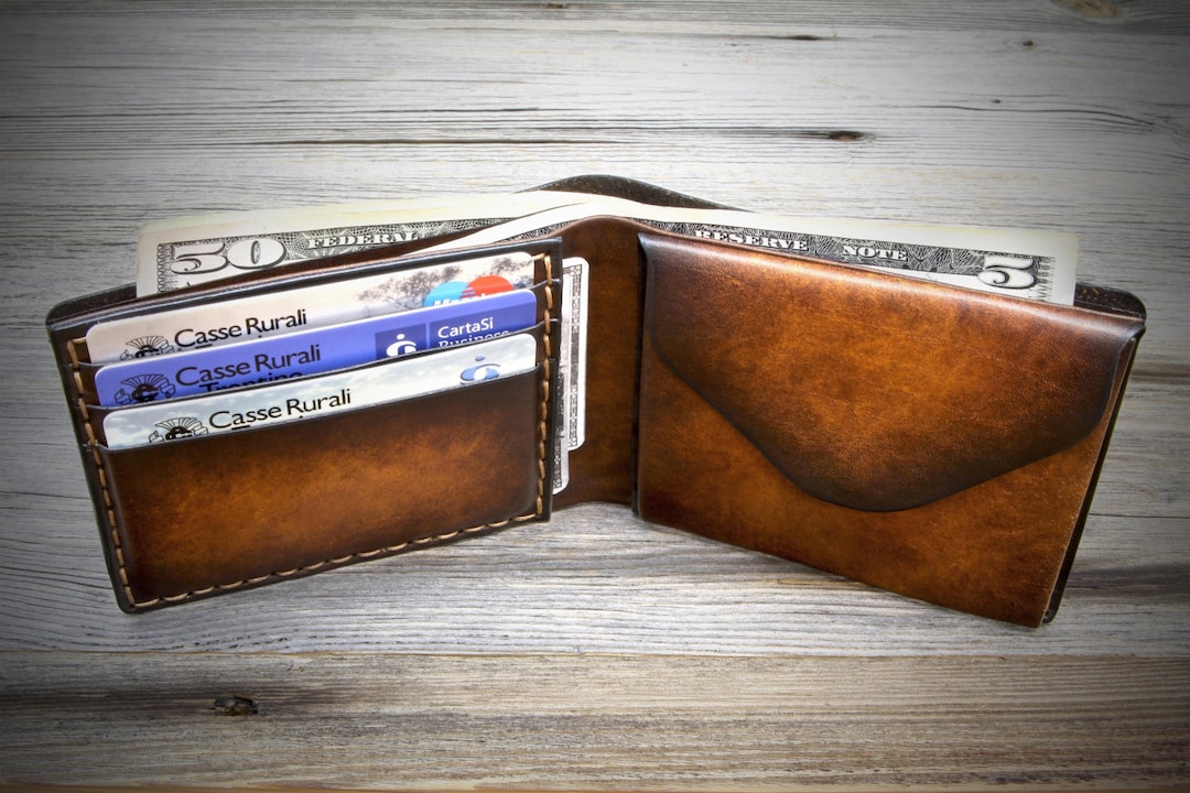 Personalized Genuine Italian Leather Bifold Wallet for Men With Coin ...