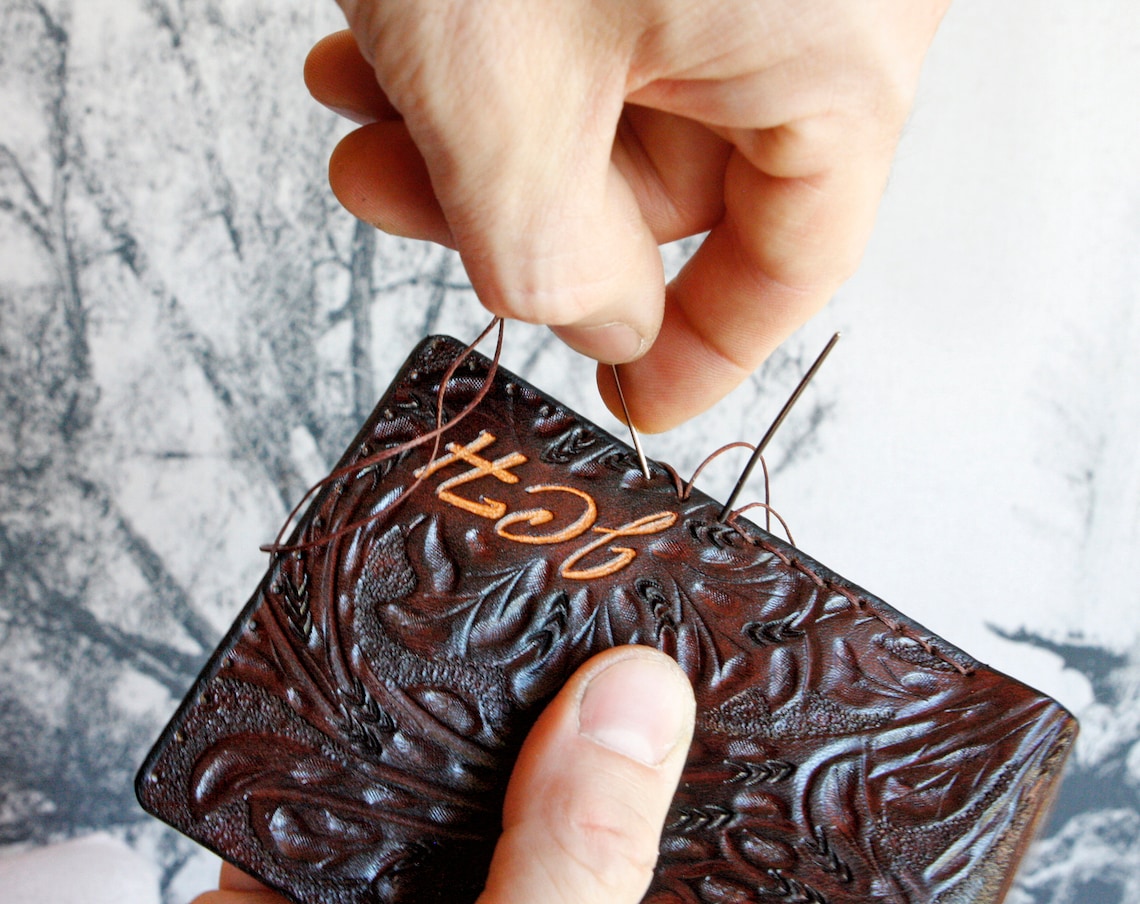 Handtooled Leather Wallet for Men Unique Mens Leather Wallet | Etsy