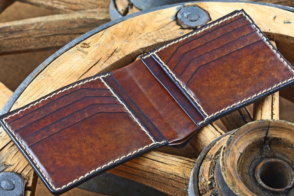 Handtooled Leather Wallet for Men Unique Mens Leather Wallet | Etsy