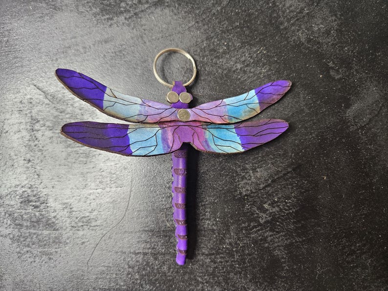 Leather Dragonfly Keychain Template - Etsy