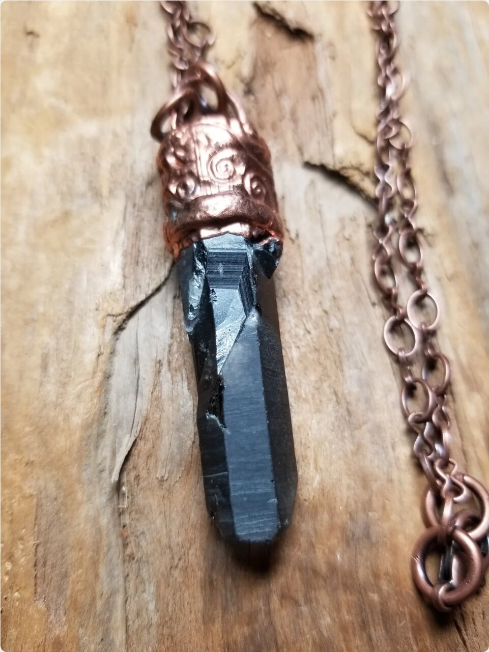 Electroformed Smoky Key Quartz Necklace - Etsy